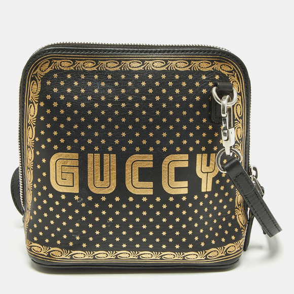 Gucci | Bags | Gucci X Sega Blackgold Leather Mini Guccy Star Dome Crossbody Bag | Poshmark